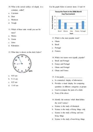 Grade 7 s integrated science end of term exam ec 2018 | DOCX