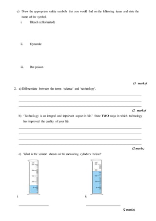 Grade 7 s integrated science end of term exam ec 2018 | DOCX