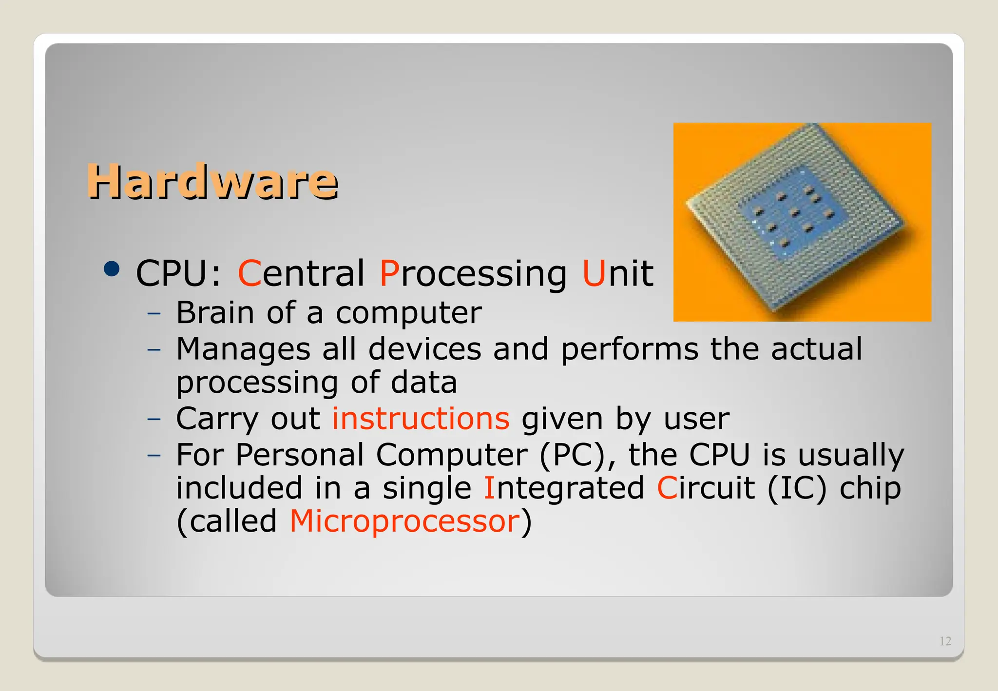 GRADE 8 - COMPONENTS OF PC COMPONENTS OF PC | PPT