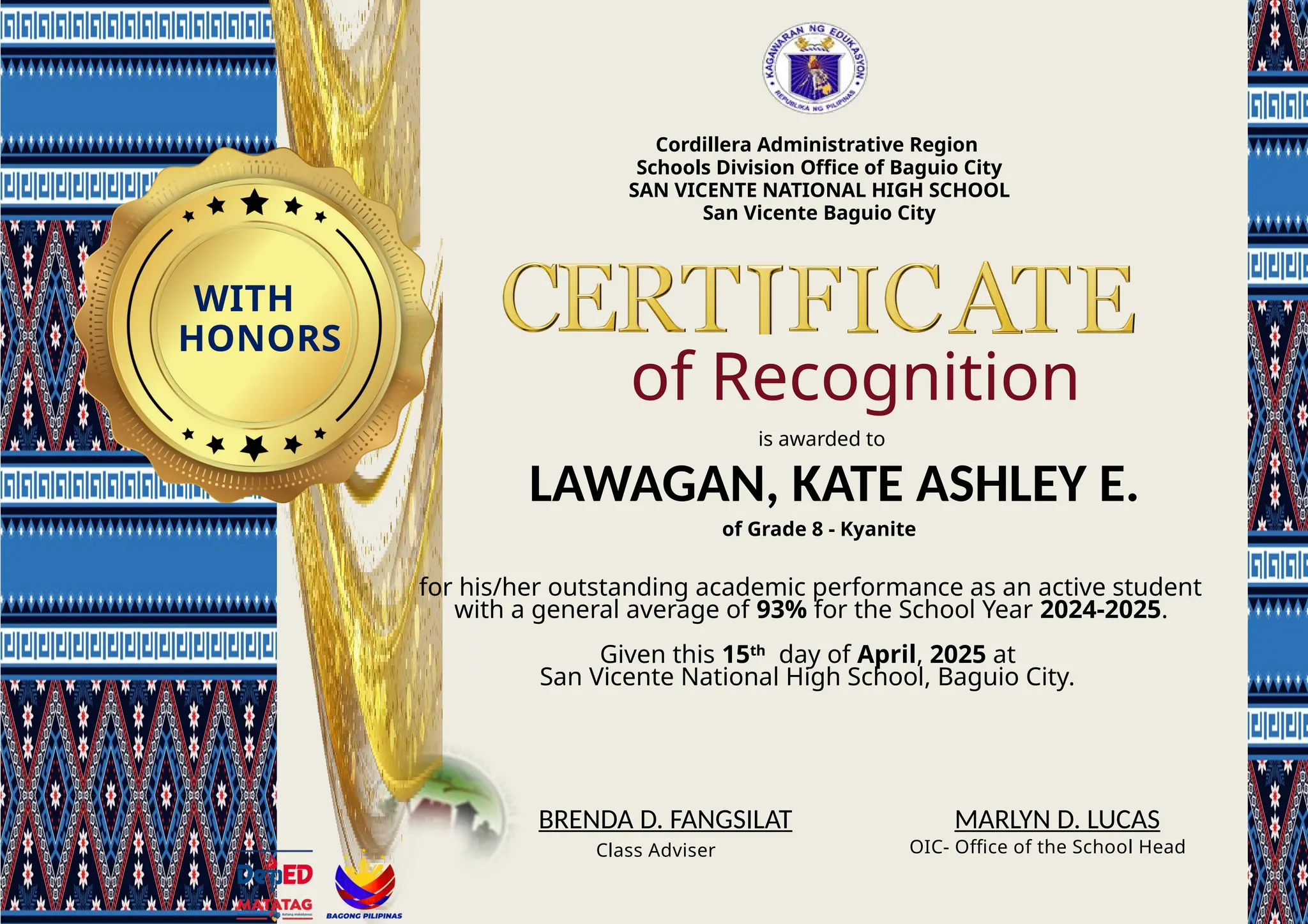 grade 8 academic cert 2024-2025.p recognitionptx | PPTX