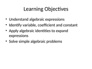 Comprehensive Grade 8 Mathematics: Algebraic Expressions and Identities ...