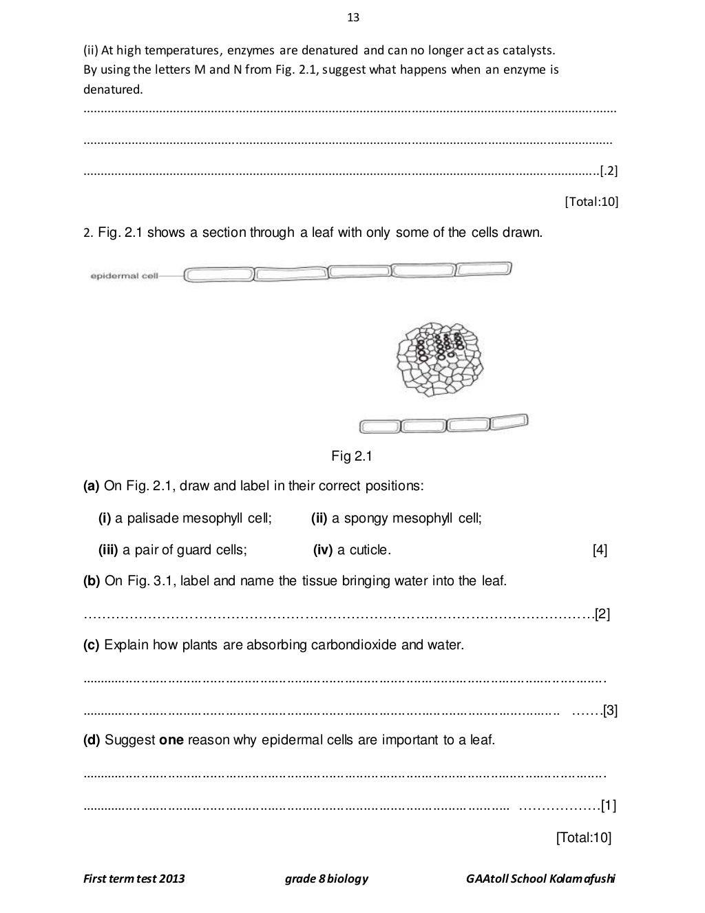 Grade 8 Biology Practice Test