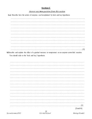 Grade 8 biology term2 2012 | DOCX