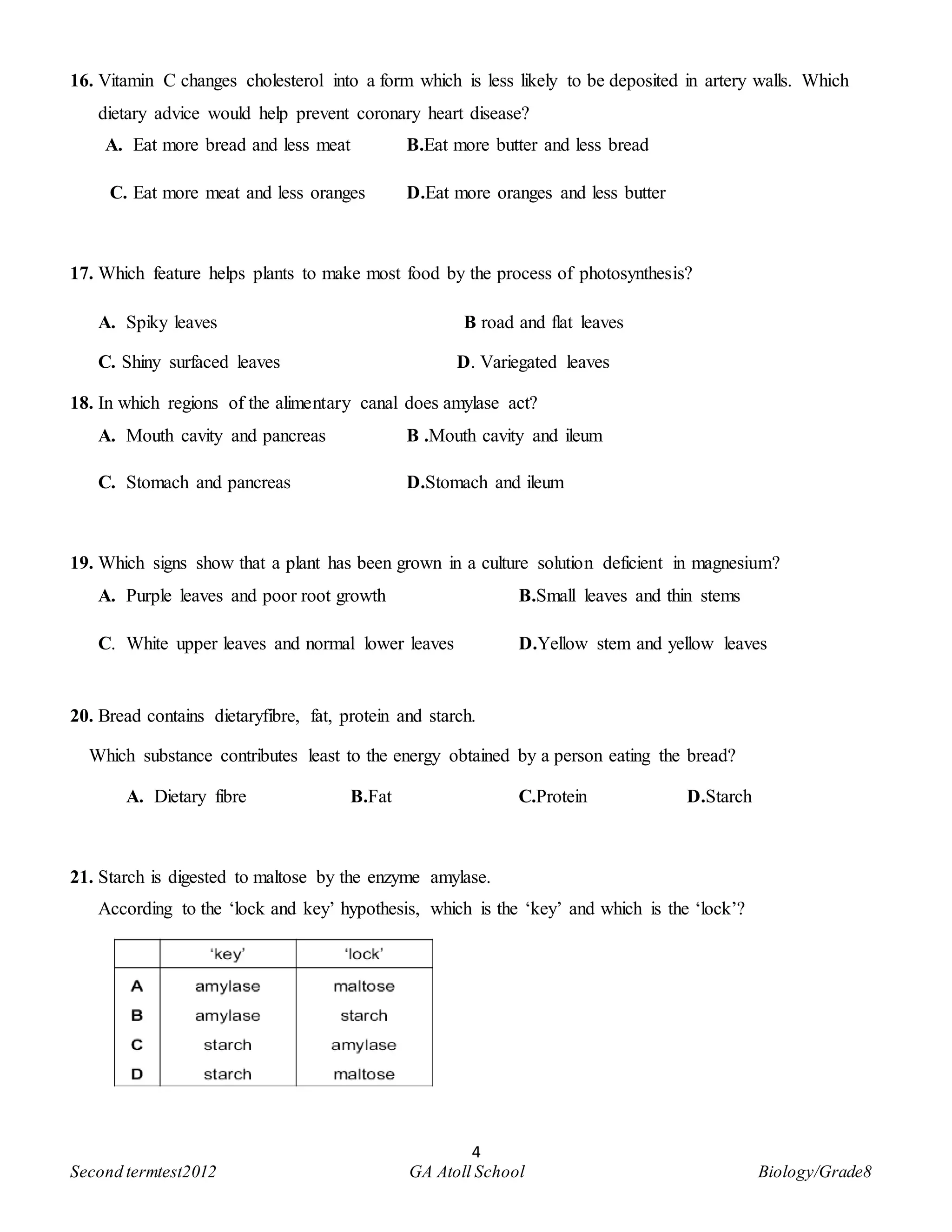 Grade 8 biology term2 2012 copy | DOCX