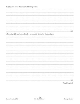 Grade 8 biology term2 2012 copy | DOCX