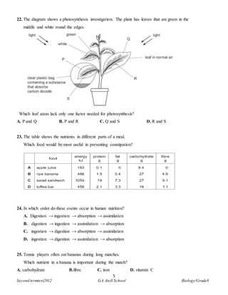 Grade 8 biology term2 2012 copy | DOCX