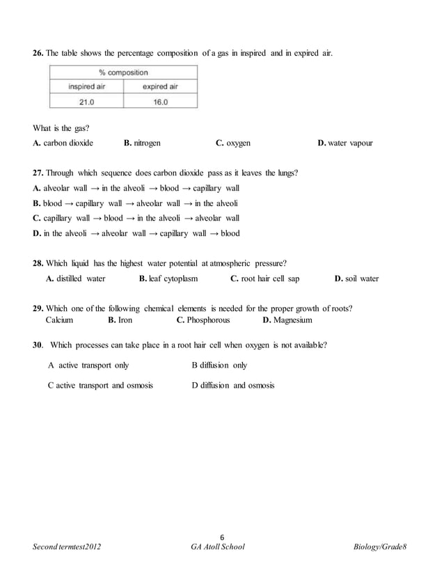 Grade 8 biology term2 2012 copy | DOCX