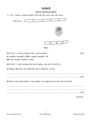 Grade 8 biology term2 2012 copy | DOCX