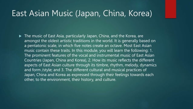 Grade 8 East Asian Music.pptx | Musicals | Genres