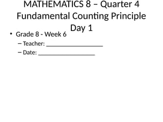 Understanding the Fundamental Counting Principle in Grade 8 Mathematics ...