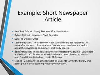 Grade8_Newspaper_Lesson- GRADE 8 LESSONS | PPTX