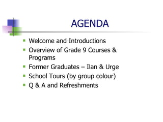 Grade 8 night 2012 | PPT | Education