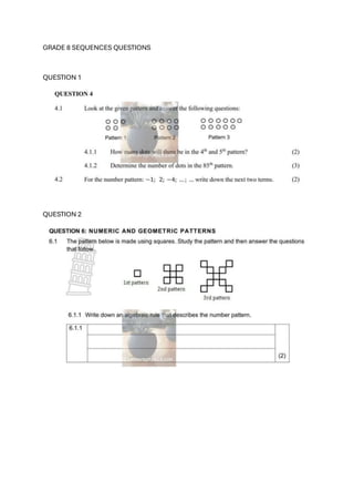Grade 8 Mathematics: Practice Questions on Sequences and Patterns | PDF