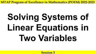 Program of Excellence in Mathematics (POEM) Grade 8 Session 3 | PPTX