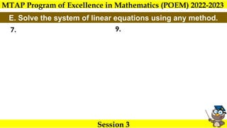 Program of Excellence in Mathematics (POEM) Grade 8 Session 3 | PPTX