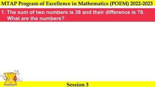 Program of Excellence in Mathematics (POEM) Grade 8 Session 3 | PPTX