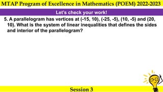 Program of Excellence in Mathematics (POEM) Grade 8 Session 3 | PPTX