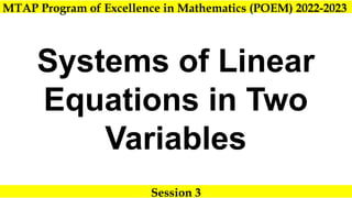 Program of Excellence in Mathematics (POEM) Grade 8 Session 3 | PPTX