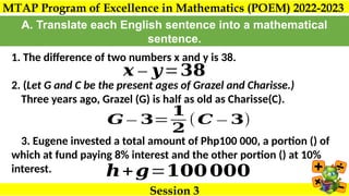 Program of Excellence in Mathematics (POEM) Grade 8 Session 3 | PPTX