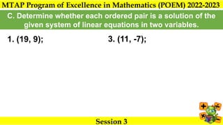 Program of Excellence in Mathematics (POEM) Grade 8 Session 3 | PPTX