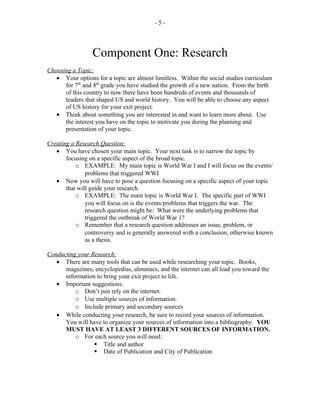 Grade 8 social studies exit project | DOC