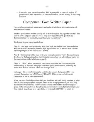 Grade 8 social studies exit project | DOC