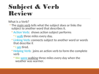 Grade 8 subject and verb agreement review | PPT