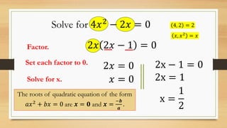 Solving Quadratic Equations by Factoring | PPT