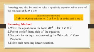 Solving Quadratic Equations by Factoring | PDF