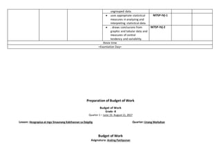 Grade 9 arpan budget of work | DOCX