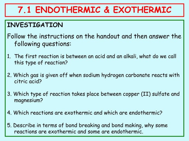 exothermic and endothermic reactions ppt | PPT