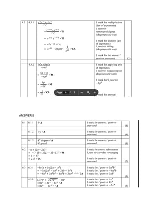GRADE 9 ALGEBRA ANSWERS FOR PRACTICE QUESTIONS.pdf