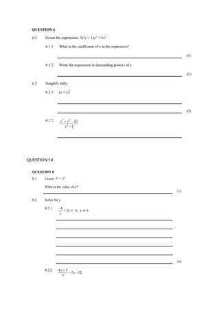 GRADE 9 MATHEMATICS ALGEBRA QUESTIONS.pdf