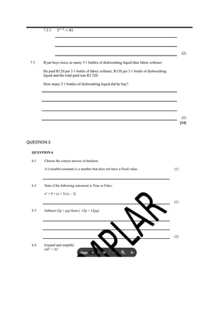 GRADE 9 MATHEMATICS ALGEBRA QUESTIONS.pdf