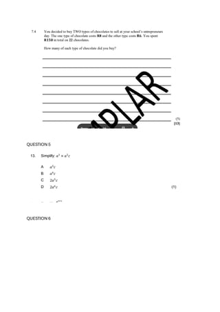 GRADE 9 MATHEMATICS ALGEBRA QUESTIONS.pdf