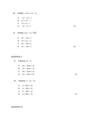GRADE 9 MATHEMATICS ALGEBRA QUESTIONS.pdf