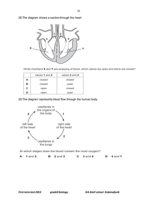 Grade 9 biology paper 1 term 1 2013 copy | DOCX