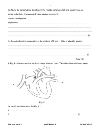 Grade 9 biology paper 2 term 1 2013 | DOCX