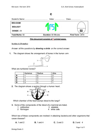 Grade 9 bio mid term | DOCX