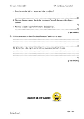 Grade 9 bio mid term | DOCX
