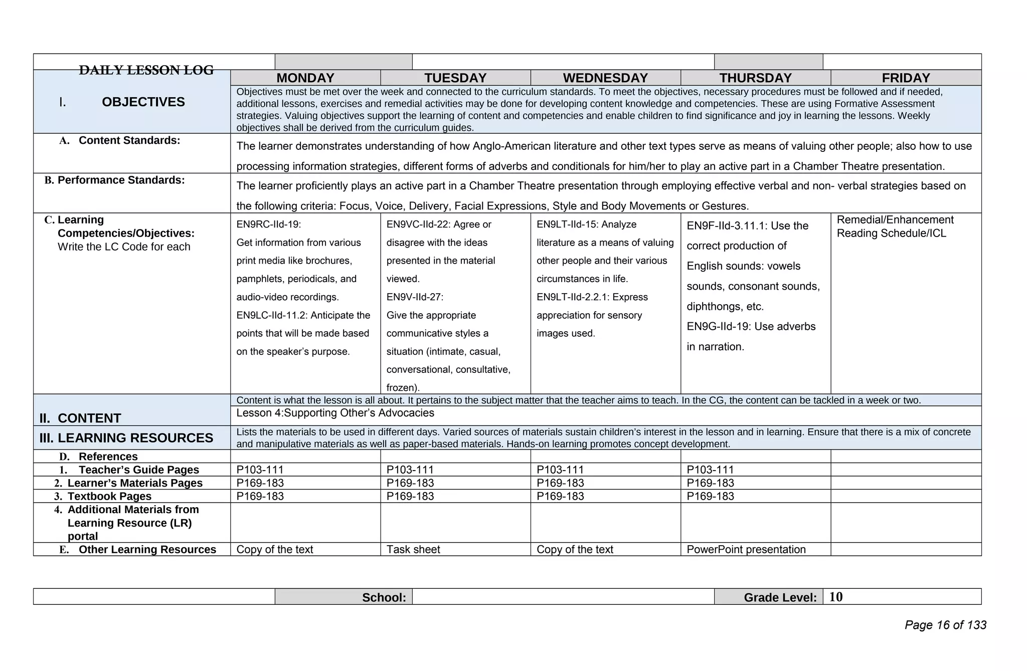 Grade 9 english dll q2 q4 | DOC