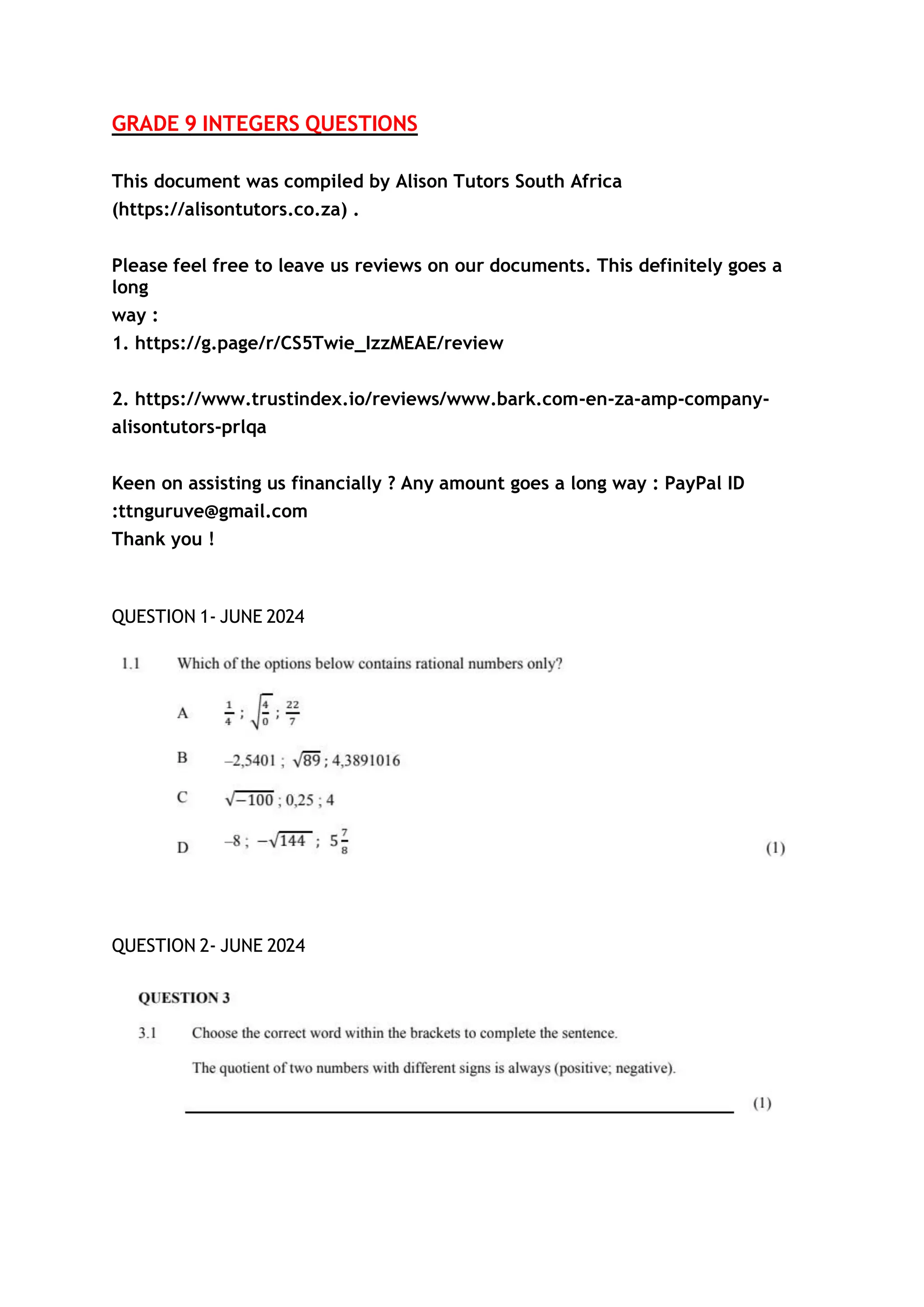 Grade 9 Integer Questions Updated Practice .pdf