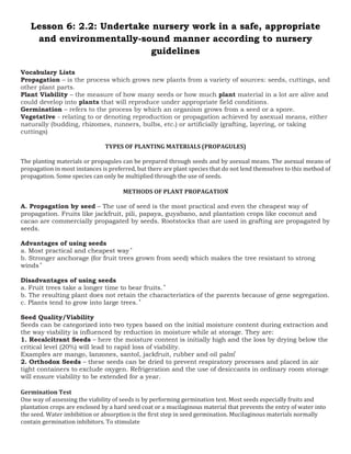 Information Sheet for Lesson 5 and 6 for Grade 9 Crop Production | PDF