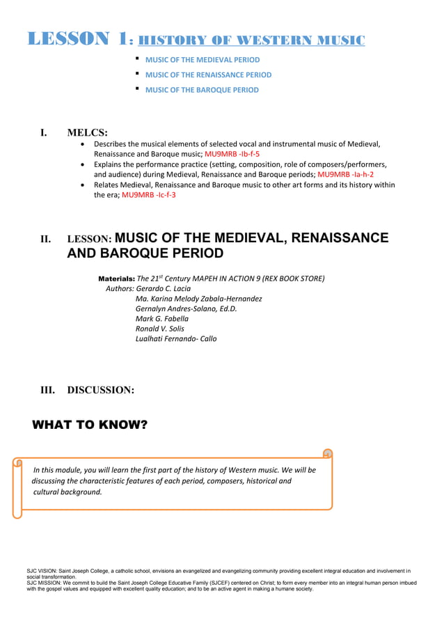 INTRODUCING THE HISTORY OF WESTERN MUSIC Grade 9 LLM 1- MUSIC.pdf | Classical Music | Music