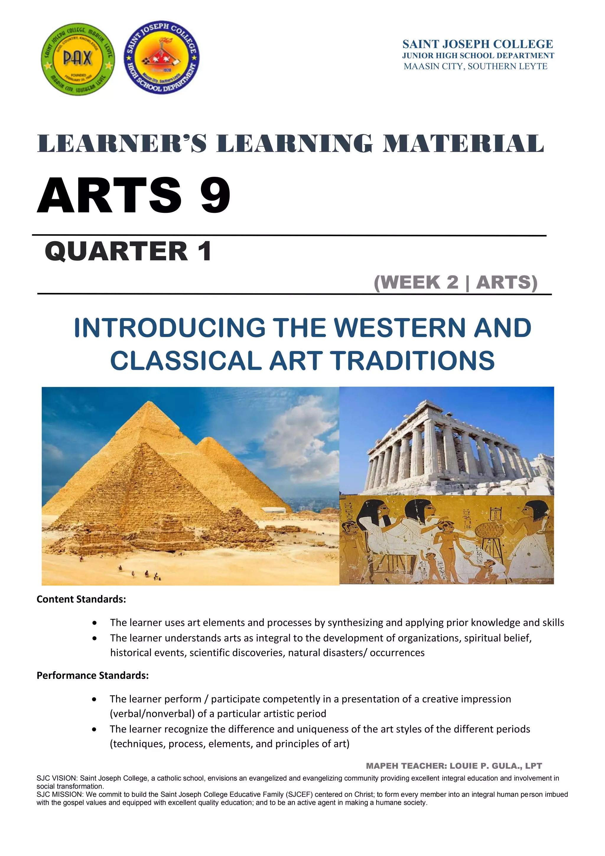 INTRODUCING THE WESTERN AND CLASSICAL ART TRADITIONS Grade 9 LLM 2- ARTS.pdf