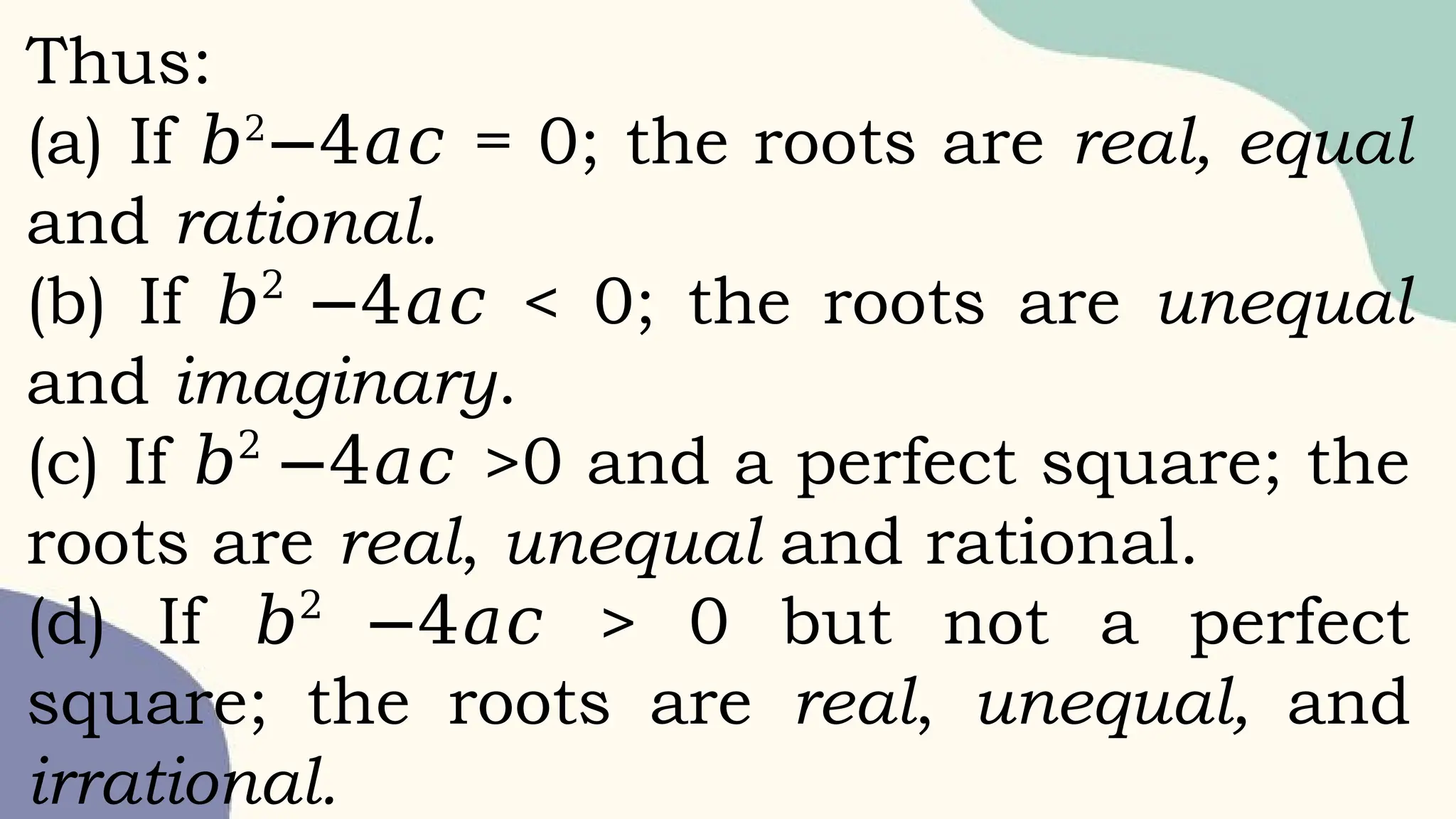 grade 9 Mathematics NATURE OF ROOTS.pptx
