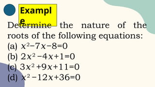 grade 9 Mathematics NATURE OF ROOTS.pptx