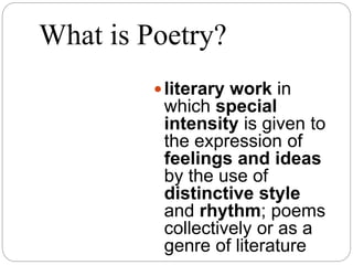 Grade 9 Poetry and its Basic Elements | PPTX