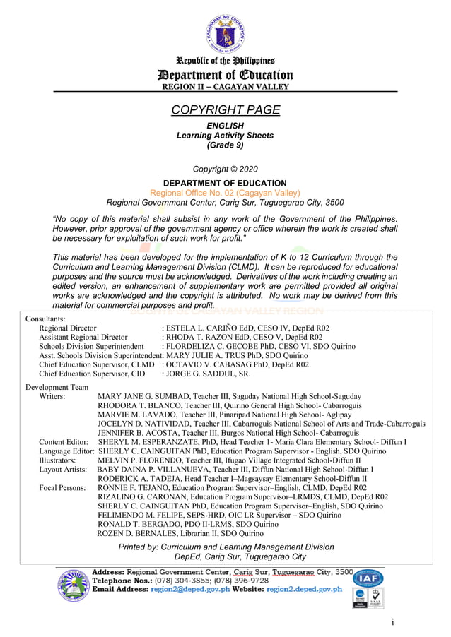 Grade 9 Quarter 2 - LAS Module 1 | PDF