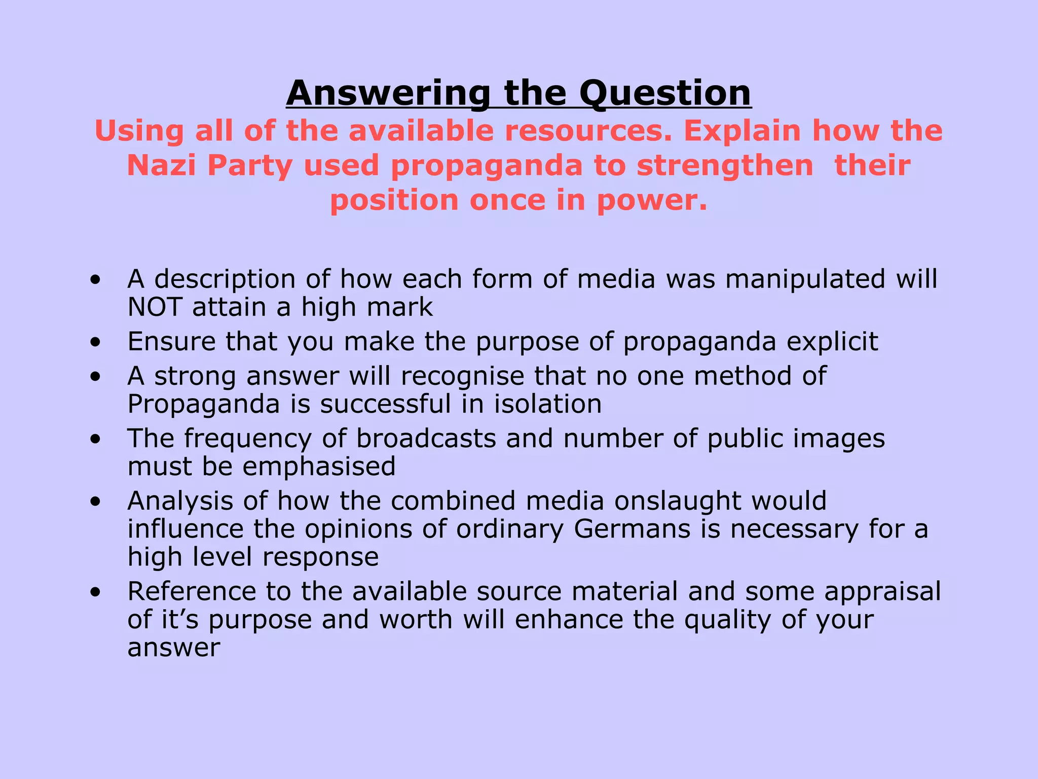 Grade 9 ss les 3 nazi propaganda 164 166 | PPT